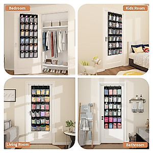 FENTEC 2 Pack Large Over The Door Shoe Organizer, 24 Pockets Mesh Hanging Shoe Organizers, Shoe Rack for Closet Mesh Closet Shoe Holder, Over Door Organizer, Shoe Organizer for Wall, Black