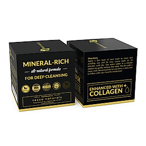 TN TESSA NATURALS Dead Sea Mud Mask - Enhanced with Collagen - Reduces Blackheads, Pores, Acne, & Oily Skin - Visibly Healthier Face & Body Complexion - All Natural Anti-Aging Formula for Women & Men