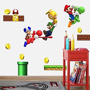 Mario Wall Decal Build a Scene Wall Stickers Peel & Stick Super Mario Party Decorations for Kids Room