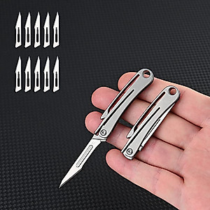 NBGDY Small Titanium Utility Knife,EDC Pocket Knife Folding Knife with 10 Blades,Ultralight Keychain Knife only 0.32oz.(kpq-1031)