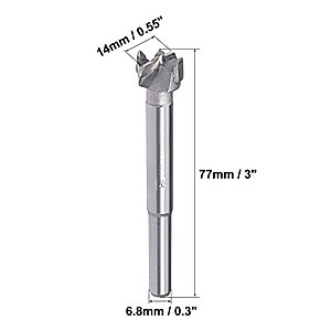 uxcell Forstner Drill Bits 14mm, Tungsten Carbide Wood Hole Saw Auger Opener Woodworking Hinge Hole Drilling Boring Bit Cutter 2Pcs Gray