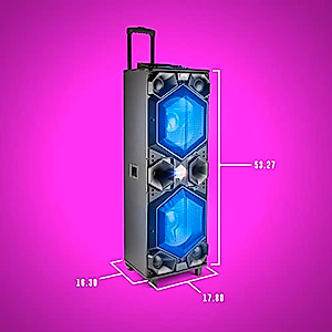 QFX E-1500 Professional Large Bluetooth Speakers | Portable PA Speaker System | Dual 15” Woofers, 1.5” Tweeter, and Party Lights