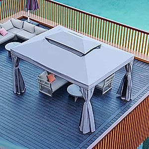 Grand Patio 10x13 Gazebo for Patios Outdoor Gazebo with Mosquito Netting and Curtains Outdoor Patio Canopy for Deck Backyard Garden Lawns