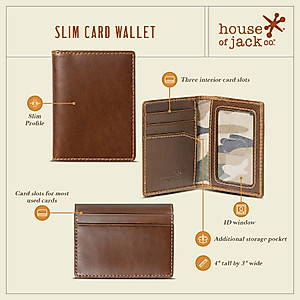 House of Jack Co. Slim Card Wallet | Bifold Credit Card Wallet For Men | Full Grain Cowhide | Minimalist Front Pocket Wallet | Mens Card Holder | Travel Wallet