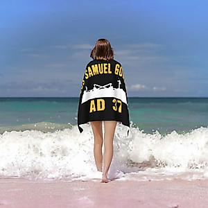 ADOSIA USS Samuel Gompers Ad-37 Beach Towel 32x52in Oversized Soft Absorbent Beach Towel