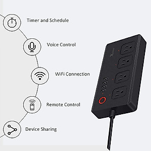 Xenon Smart Power Strip,WiFi Smart Multi Outlet Surge with 4-Outlet 4-USB with 5-Foot Cord, Work with Alexa and Google Home,Black