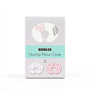 BROLEX Stretchy Nursing Pillow Covers 2 Pack Nursing Pillow Slipcovers for Breastfeeding Moms,Ultra Soft Snug Fits On Infant Nursing Pillow,Pink & White Arrow