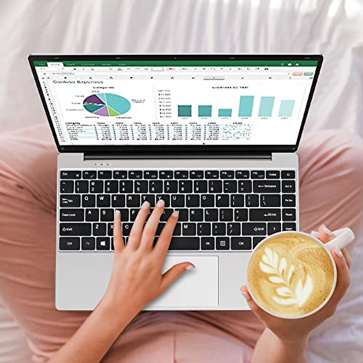 Ruzava 14" Laptop 6GB RAM 64GB Storage Support 1TB SSD Expansion Traditional Laptops Win 10 2.4G+5G WiFi Bluetooth 4.2 USB HDMI 1920x1080 FHD WOZIFAN with Wireless Mouse for Work Study -Silver