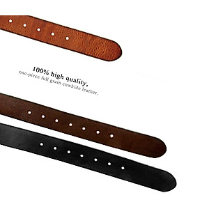 100% One-Piece Full Grain Leather Belt Strap with No Slot Hole 1-1/2"(38mm) Wide (Brown, 34)