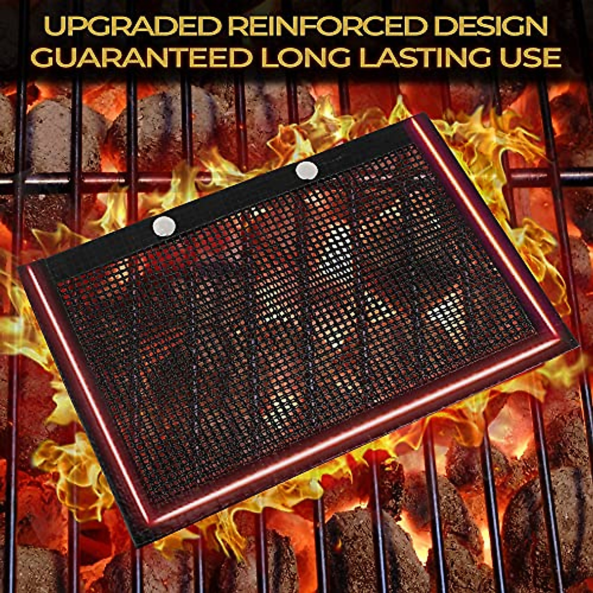 Homeflowz Mesh Grill Bags and Skewers - Extra Large 40x30cm + Medium BBQ Bags for Grill - Heat Resistant Non-Stick Reusable Grilling Bags - Easy to Clean - Use On All Outdoor Grills - Durable Design