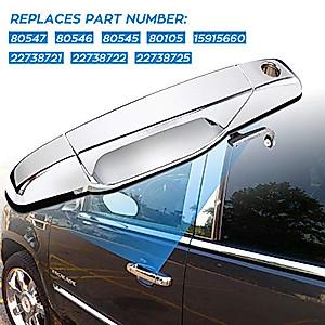 FAERSI 4pcs Outside Exterior Door Handle Front Rear Driver & Passenger Side Replacements for Cadillac Escalade Chevy Silverado GMC Sierra Yukon Pickup Truck SUV 2007 2008 2009 2010 2011 2012 2013