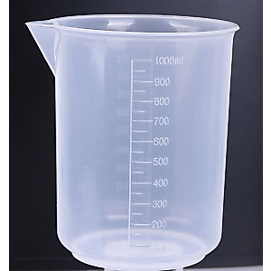 Shapenty 5 Sizes 50ml / 100ml /250ml /500ml /1000ml Capacity Clear Plastic Graduated Measuring Beaker Set Liquid Cup Container, 5PCS