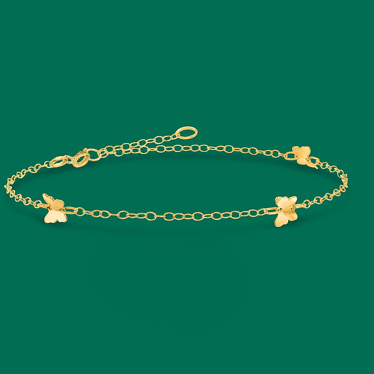 Ross-Simons Italian 14kt Yellow Gold Butterfly Station Anklet. 9 inches