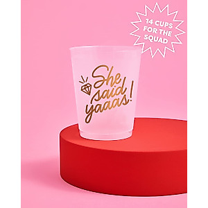 xo, Fetti Bachelorette Party Decorations She Said Yaaas! Reusable Cups - 16 Frost Flex Cups | Gold Bridal Shower Gift, Bridesmaid Favors, I Said Yaas