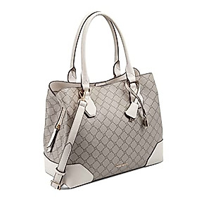 NINE WEST womens Brooklyn Carryall satchel, Beige Logo/Milk, one size US