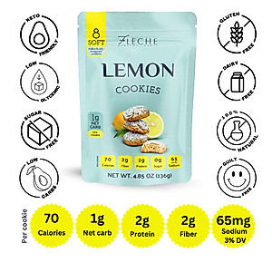 Lemon Cookies, Sugar Free, Low Fat, Gluten Free, Dairy Free, Flèche Healthy Treats, 4.85OZ (Pack of 1)