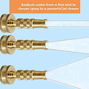 ATDAWN Brass Hose Nozzle, Heavy-Duty Brass Adjustable Twist Hose Nozzle, 2 Pack (3")