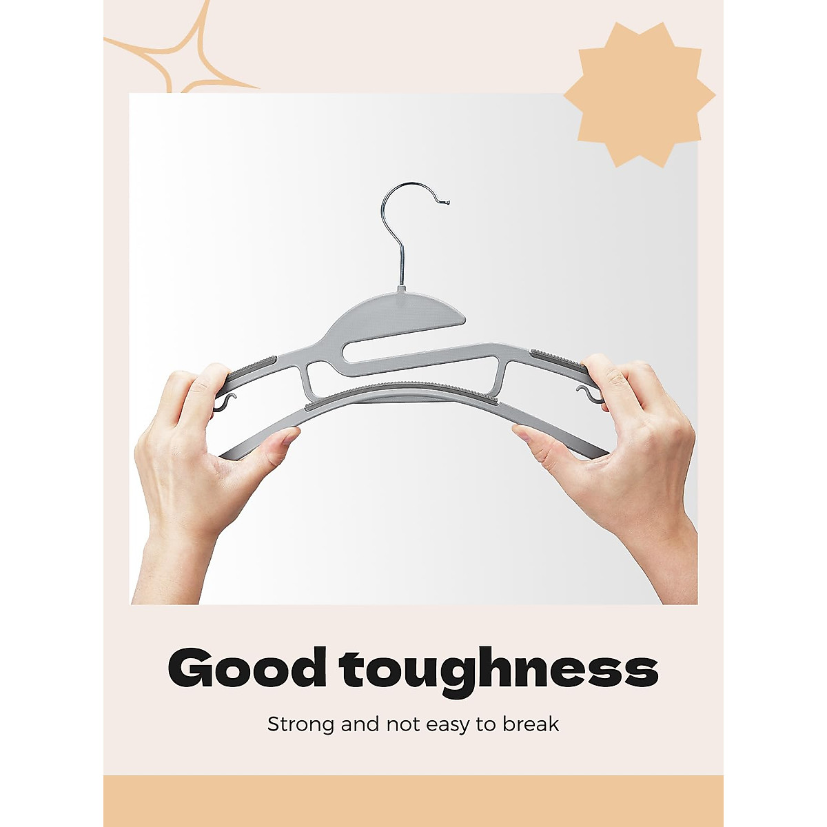 HOUSE DAY Grey Plastic Hangers 50 Pack, Slim Clothes Hangers Space Saving, Non Slip Hangers with Rubber Pads, Sturdy Coat Hangers for Closet, S-Shaped Hangers for Shirt, Suit, Pant, Skirt