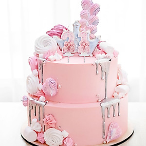 0-9 Birthday Candles, 2.95 inch Pink Bow Glitter Number Candles Cake Topper Decorations for Kids Girls Adults Birthday Wedding Anniversary Party Supplies(1)