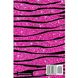 Journal: Faux neon hot pink glitter zebra stripes notebook