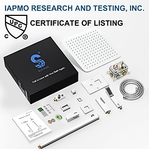 SR SUN RISE 12 Inches All Metal Square Shower System with Tub Spout, Tub Shower Faucet Set, High Pressure Rain Shower Head and Handheld Sprayer Combo Shower Fixtues, Valve Included, Polished Chrome