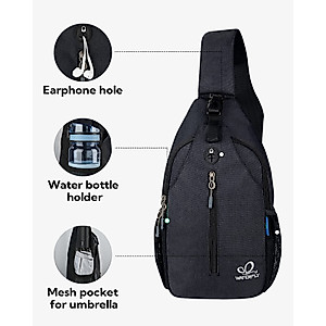 WATERFLY Sports Crossbody Sling Backpack Sling Bag Chest Bag Daypack for Cycling Hiking Running Men Women