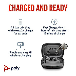 Poly Voyager Free 60 UC True Wireless Earbuds (Plantronics) – Noise-Canceling Mics for Clear Calls – ANC – Portable Charge Case – Compatible w/iPhone, Android, PC/Mac, Zoom, Teams – Amazon Exclusive