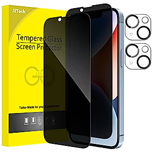 JETech Privacy Full Coverage Screen Protector for iPhone 14 Plus 6.7-Inch (NOT FOR iPhone 14 6.1-Inch) with Camera Lens Protector, Anti-Spy Tempered Glass Film, 2-Pack Each