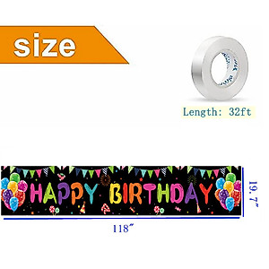 Happy Birthday Yard Banner 118x19.7 inches, Happy Birthday Decorations, Large Happy Birthday Yard Sign Backdrop, Birthday Party Outdoor & Indoor Decoration Banner