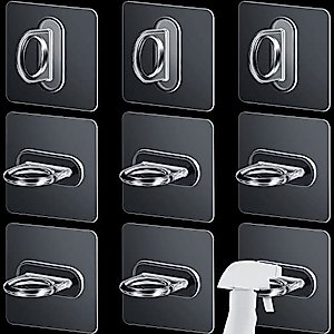 14 PCS Spray Bottle Holder Adhesive Bottle Hooks Clear Spray Bottle Hooks Shower Curtain Rod Holder Wall Mount Utility Hooks Decorative Shower Curtain Hooks for Kitchen Home Bathroom Accessories