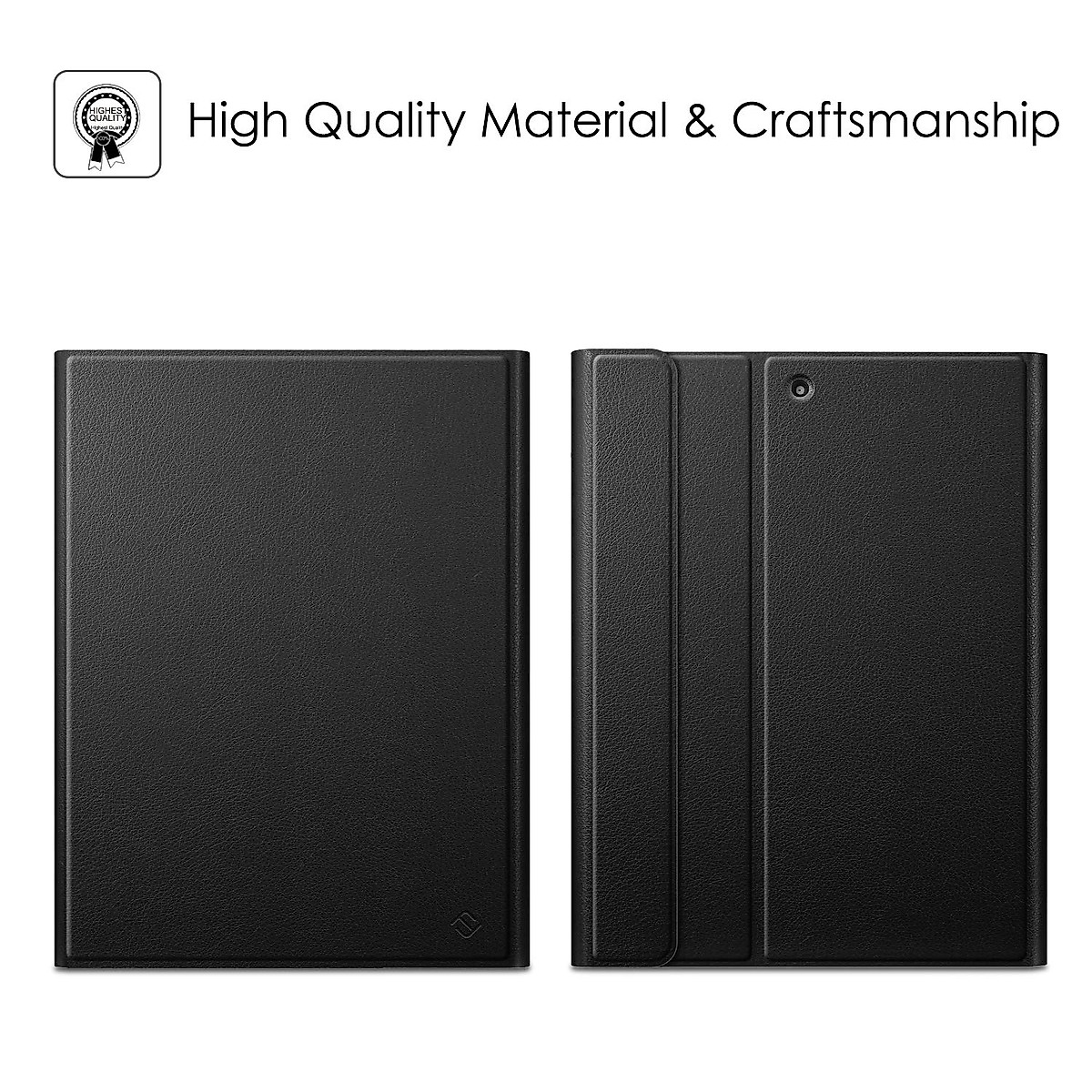 FINTIE Keyboard Case for iPad 6th / 5th Generation (2018/2017), iPad Air 2 / Air 1 (9.7 Inch) - [Built-in Pencil Holder] Soft TPU Back Cover w/Magnetically Detachable Keyboard, Black