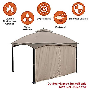 CoastShade Gazebo Replacement Curtain for 8x8 or 10x10 or 10x12 Outdoor Gazebo,6.7FT Height,Only 1 Panel Sidewall,Autumn Gazebo Sidewall,Beige