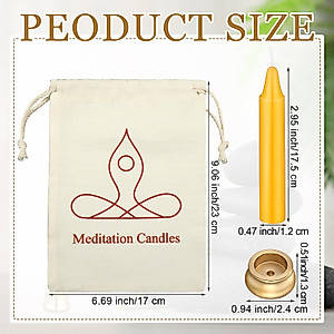 Threlaco 52 Pcs 30 Minute Meditation Candle Bulk 50 Mindful Meditation Candles Mini Taper Candles Ritual Candle for Meditation with Brass Taper Candle Holder Canvas Bag Prayer Gift for Yoga Relaxation