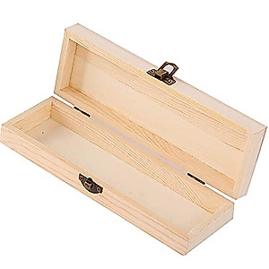 Wooden Stationery Case with Metal Lock,Solid Rectangular DIY Painted Pencil Case Storag (1)