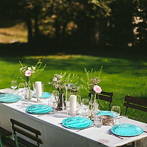 Gudvilla Teal Party Decorations, 168Pcs Teal Plates Plates and Napkins Party Supplies, Birthday Plates Serves 24, Birthday Decorations for Women, Turquoise Sweet 16, Easter Graduation Mothers Day