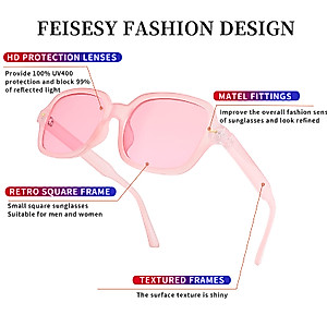 FEISEDY Retro 90s Rectangle Sunglasses Oval Yellow Sunglasses Trendy Irregular Square Sun Glasses for Women Men B2790