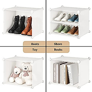 JOISCOPE Shoe Rack, 4 Tier 16 Pairs Shoe Storage Cabinet, Free Standing Shoe Shelf Organizer for Boots Slippers High Heels, for Closet Bedroom Hallway, Entryway