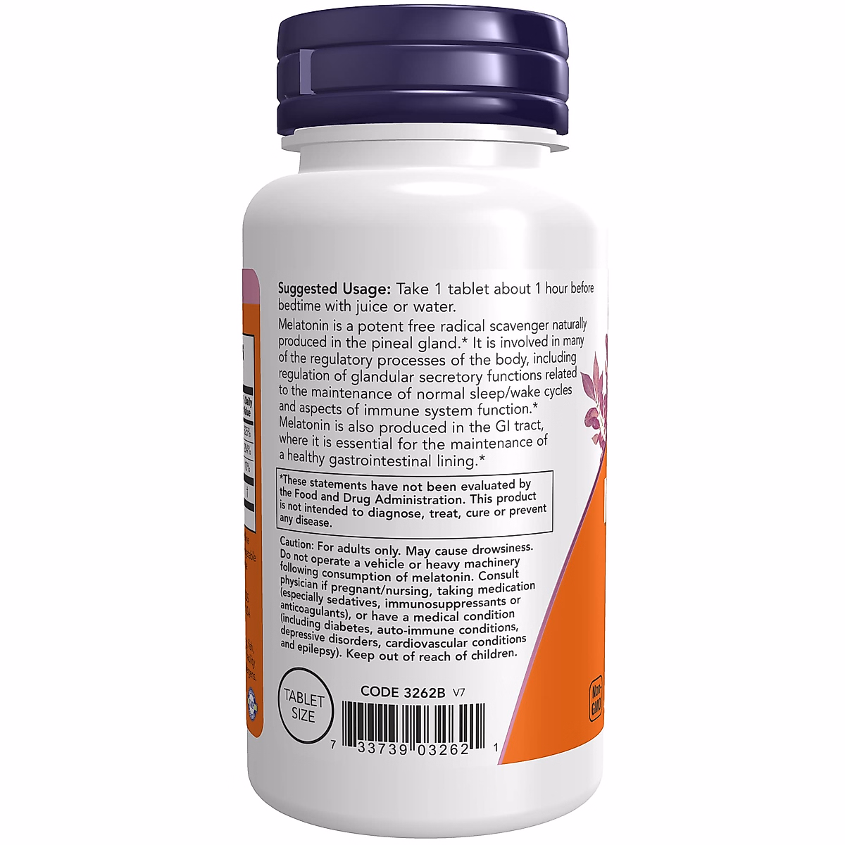 NOW Supplements, Melatonin 1 mg, with Co-Factor Nutrients, Healthy Sleep Cycle*, 100 Tablets