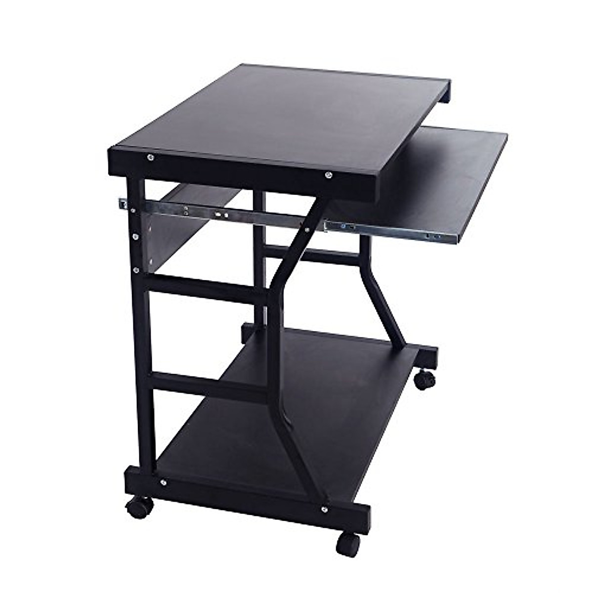 Knocbel Home Office Mobile Computer Desk Writing Table Workstation with Keyboard Drawer & Storage Shelf (Black)