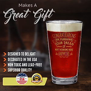 Bad Bananas Going Away Gift For Coworker - 16 oz Beer Pint Glass - Congratulations on Pursuing Your Dream - Coworker Leaving Gifts for Boss, Colleagues, and Friends