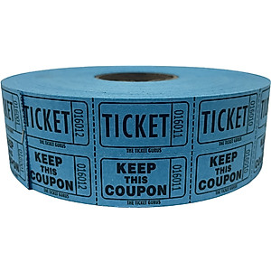 Ticket Guru-Raffle Tickets - (4 Rolls of 2000 Double Tickets) 8,000 Total 50/50 Raffle Tickets (Choose Color Combo Below) (Red/Blue/White/Orange)