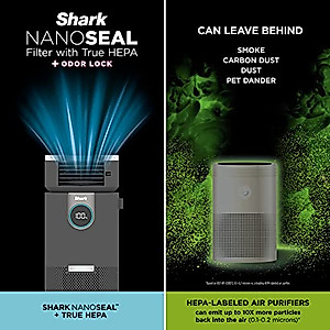 Shark HC452 3-in-1 Clean Sense Air Purifier, Heater & Fan, HEPA Filter, 500 Sq Ft, Oscillating, Small Room, Bedroom, Office, Captures 99.98% of Particles for Clean Air, Dust, Smoke & Allergens, Grey