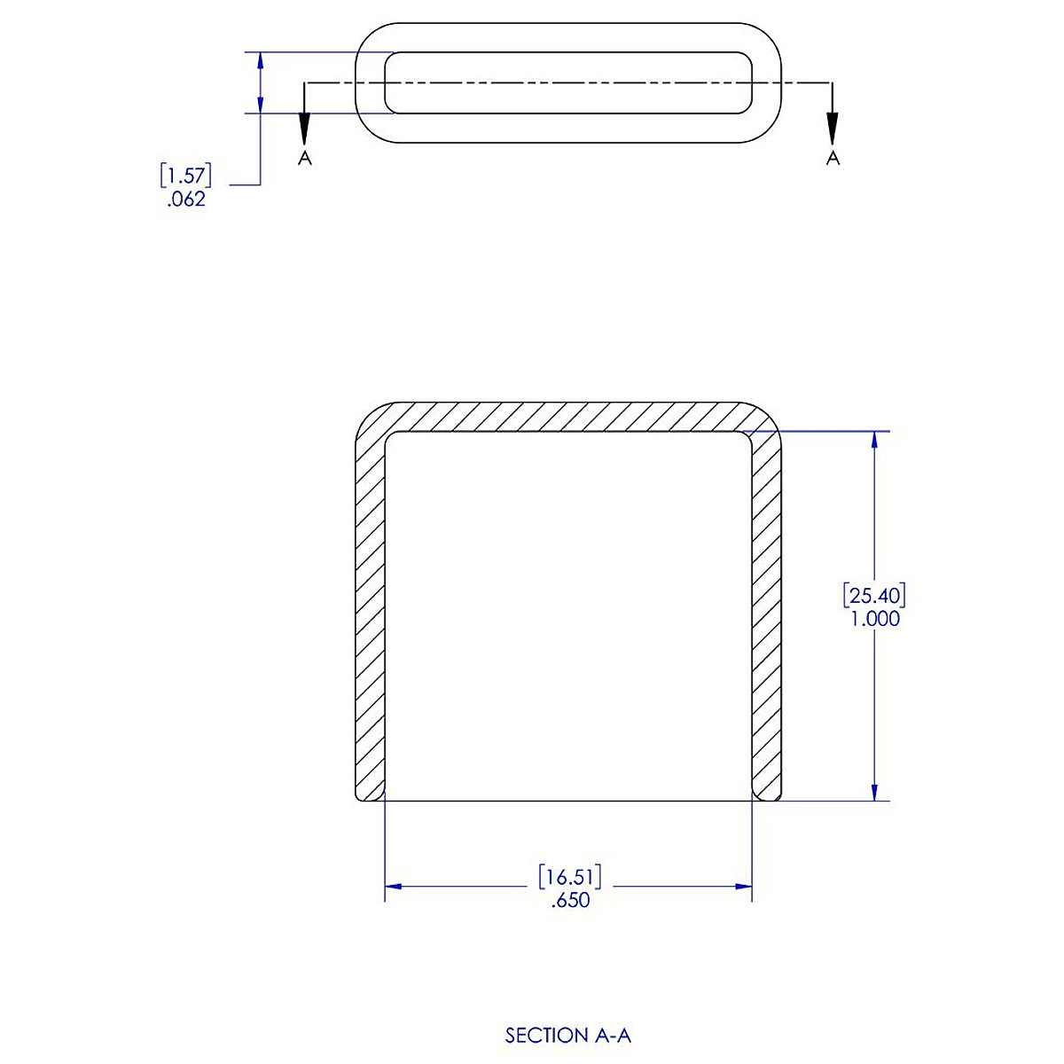 Caplugs 99392524 Plastic Rectangular Finishing Cap with Flat End Grip. VRF-062X650-16, Vinyl, Length 1.000" ID 0.650", Black (Pack of 40)