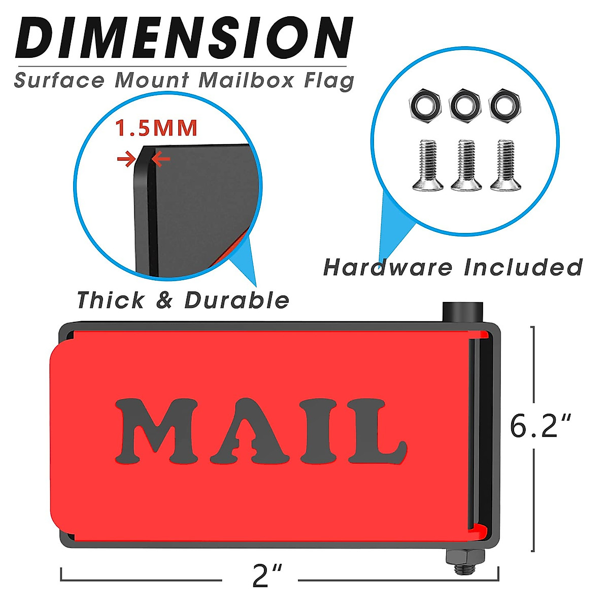 Professional Mailbox Flag Galvanized Steel Universal Outgoing Matte Mailbox Replacement Flag Kit Upgraded Sinking-Fixed Design for All Other Surface Rust Resistant Mailbox Flag Easy Assembly