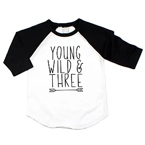 Bump and Beyond Designs Boy Third Birthday Shirt Three Year Old Birthday Boy Raglan (Black 4T)