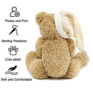 Nleio Teddy Bear Stuffed Animals, 11.7" Stuffed Bear Plush, Cute Stuffed Animal with Hat & Pillow, Small Teddy Bear for Kids Baby Girlfriend, Gifts for Valentine's Day/Birthday/Christmas