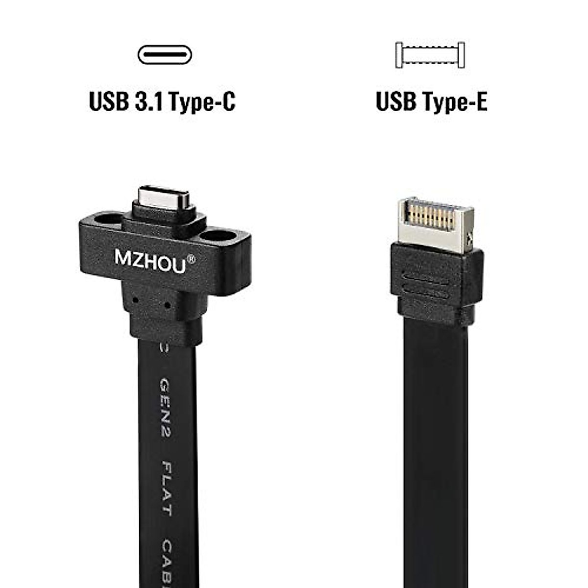 MZHOU USB 3.1 Type C Front Panel Header Extension Cable 57 cm, USB 3.1 Type E to USB 3.1 Type C Cable,Gen 2,Speed up to 10 Gbps Internal Adapter Cable,with Mount Screw (22.5 in)