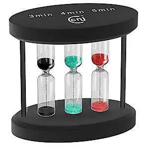 Tea Timer 3-4-5 Minute Sand, Small White Wooden Frame Hourglass Sand Timer Decorative, Color Glass Sand Watch, Modern Reloj De Arena, Mini Trio Tea Sand Clock for Home Desk Office Decor