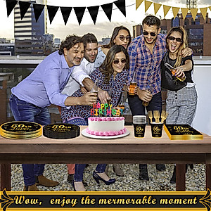 Lousuip 120Pcs 50th Birthday Party Supplies Plates Napkins Cups Forks Tableware Set Gold Black Happy 50th Birthday Themed Disposable Tableware Decoration Serves 24 Guests for Women and Men