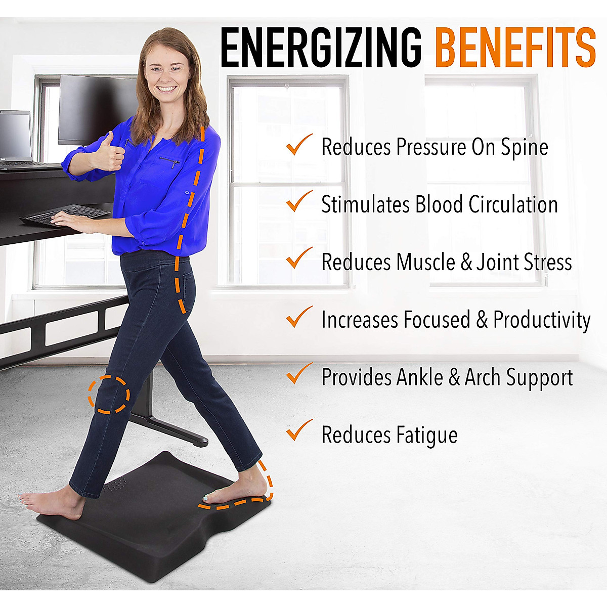 Stand Steady Mountain Mat | Anti Fatigue Mat for Active Standing | Ergonomic Standing Mat with Raised Gel Foam Padding for Calf & Arch Support | Massage Floor Mat for Standing Desk (27x21in/Black)